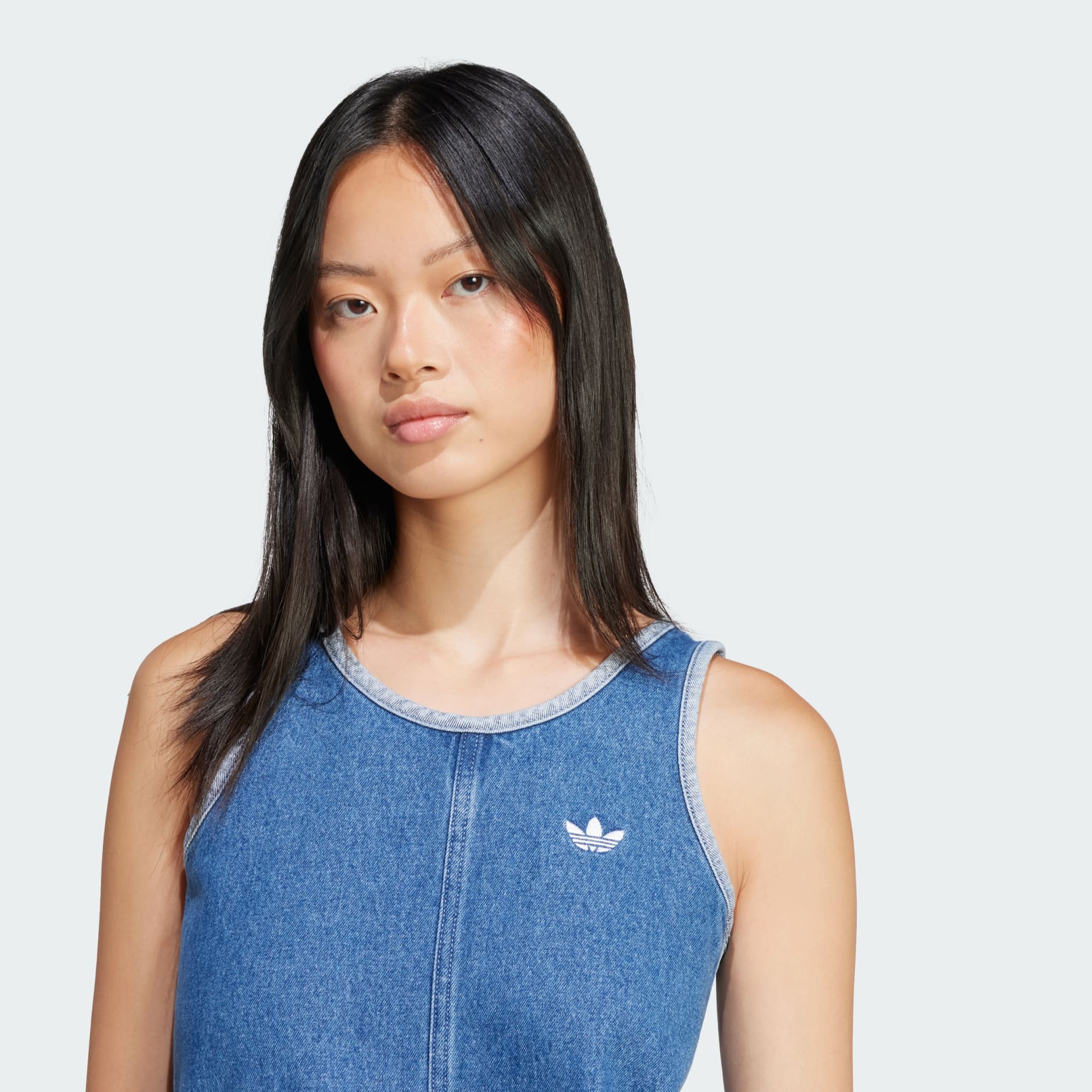 Clothing - Adicolor Denim 3-Stripes Tank Dress - Blue | adidas South Africa