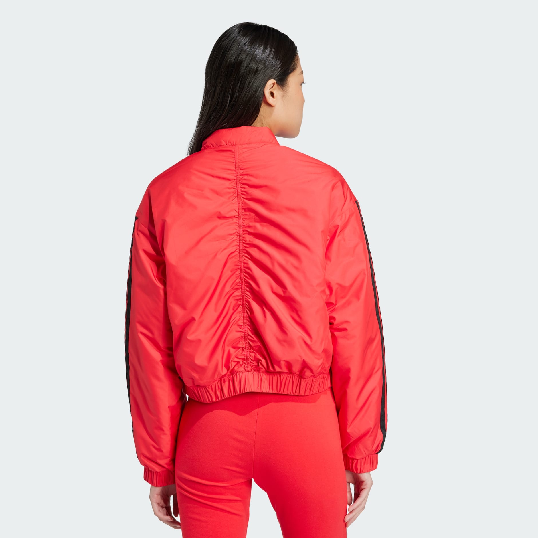 adidas Essentials 3-Stripes Insulated Crop Bomber Jacket - Red | adidas UAE