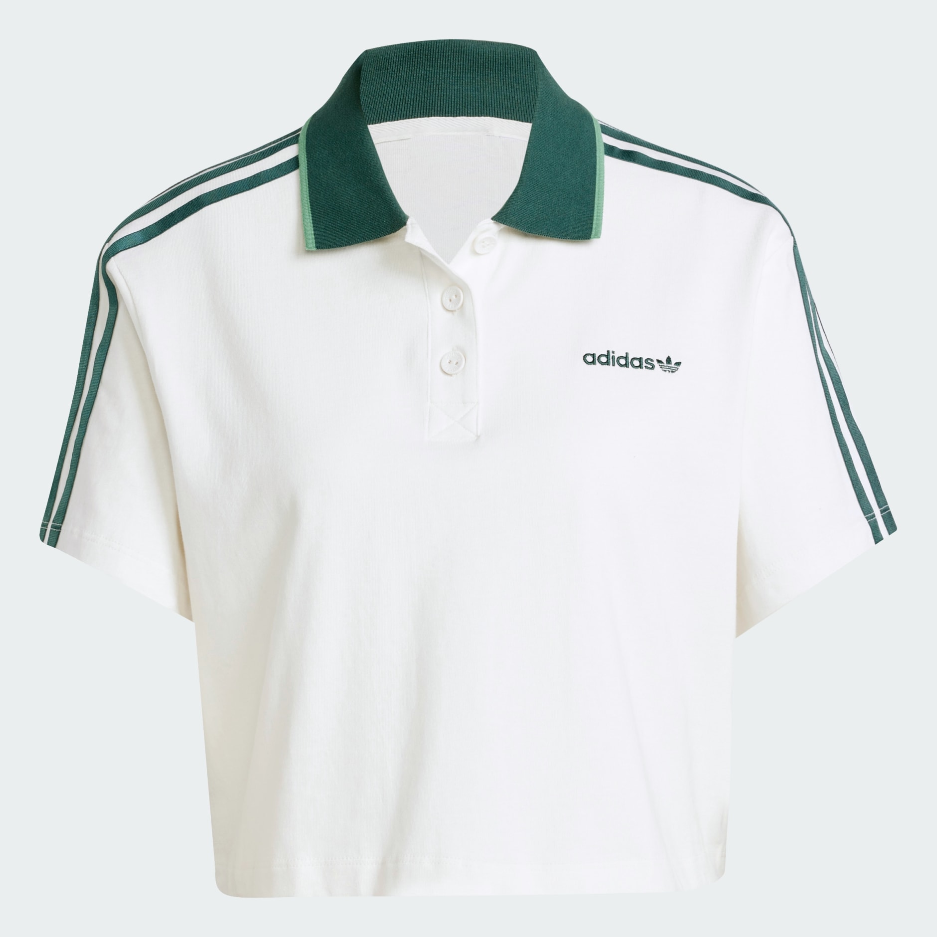Clothing - Loose Crop Polo Shirt - White | adidas South Africa
