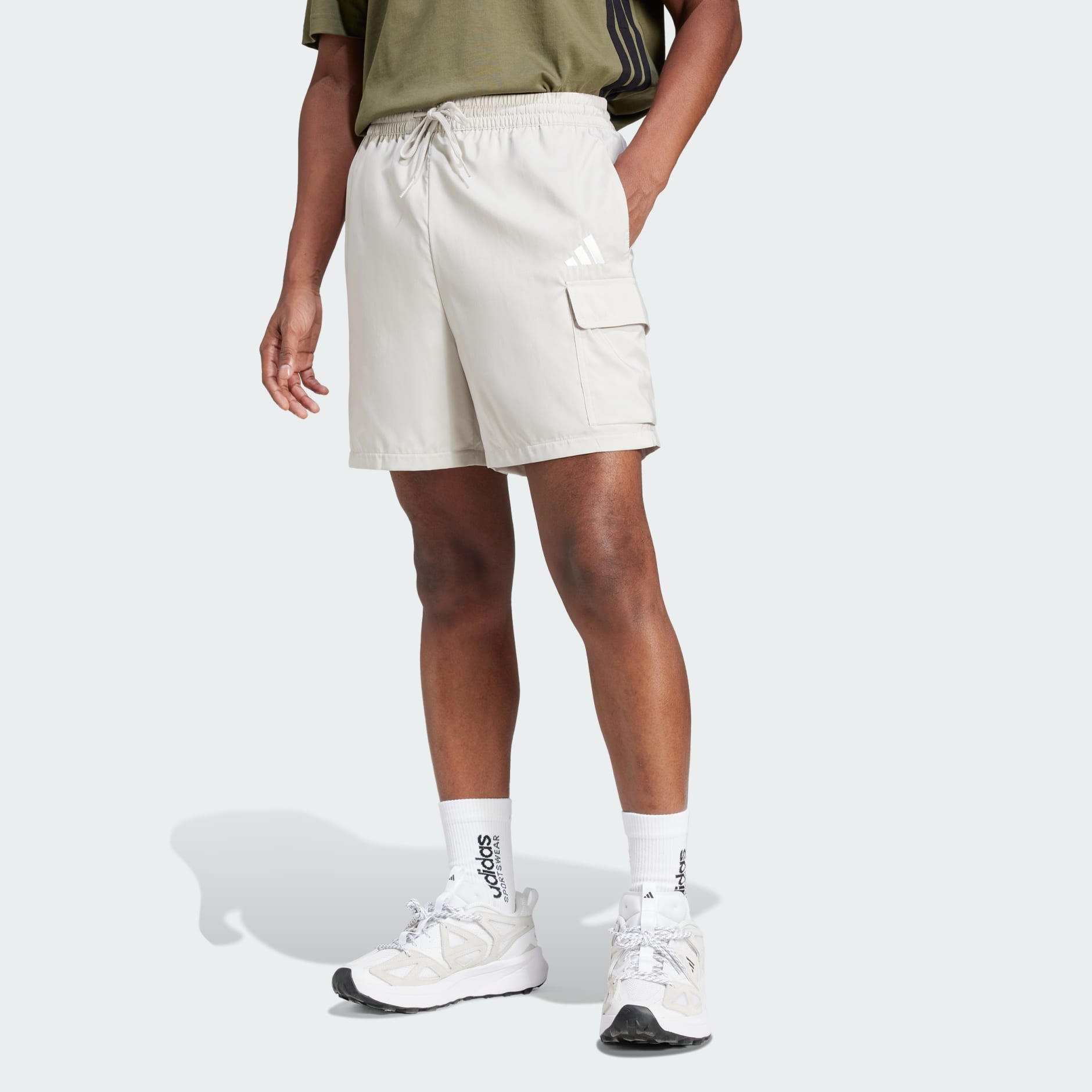 Essentials Small Logo Cargo Chelsea Shorts - Beige | adidas Hong Kong