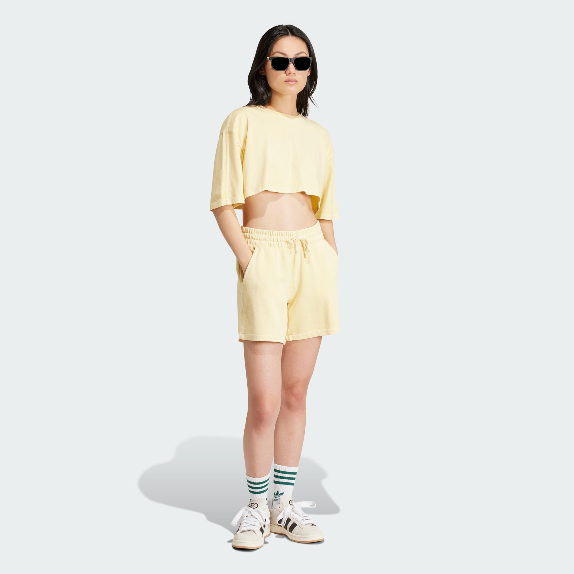 adidas Essentials+ Cropped Tee - Yellow | adidas UAE