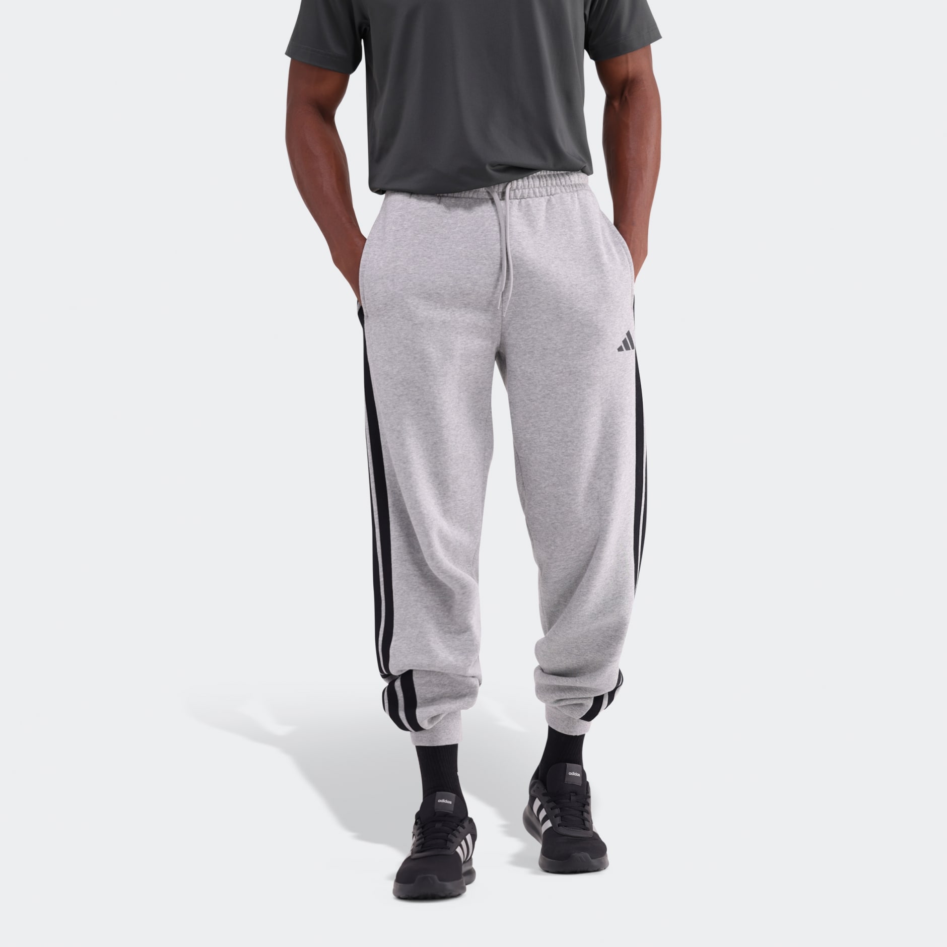 Clothing - Essentials 3-Stripes Fleece Joggers - Grey | adidas South Africa