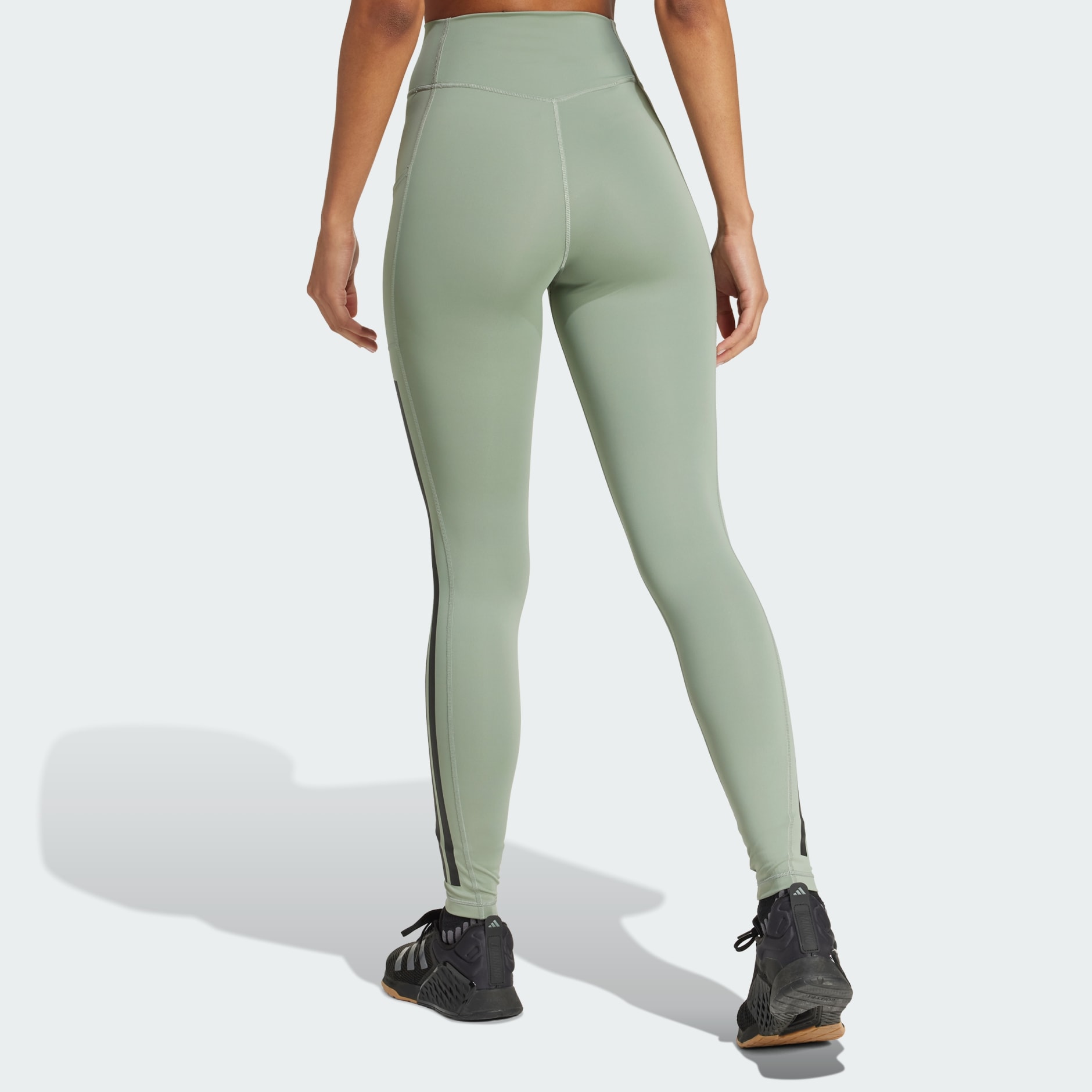 Clothing - Optime 3-Stripes Full-Length Leggings - Green | adidas South ...