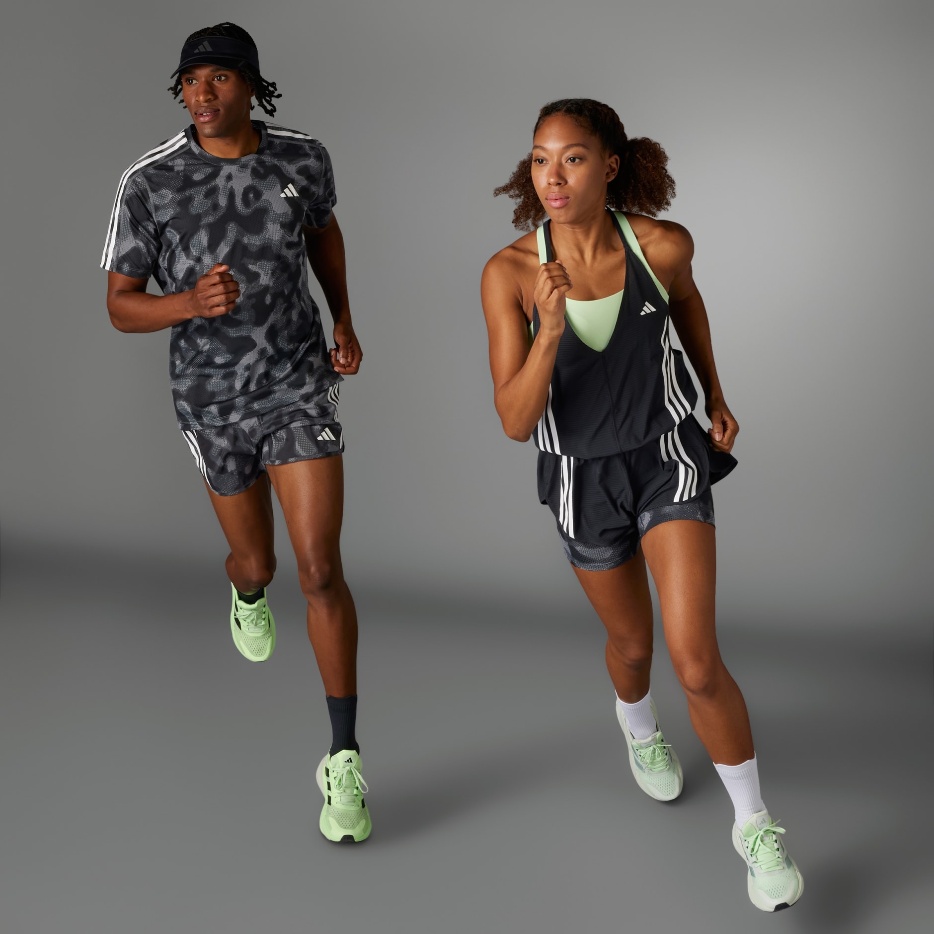 Clothing - Own the Run 3-Stripes Allover Print T-Shirt - Grey | adidas ...