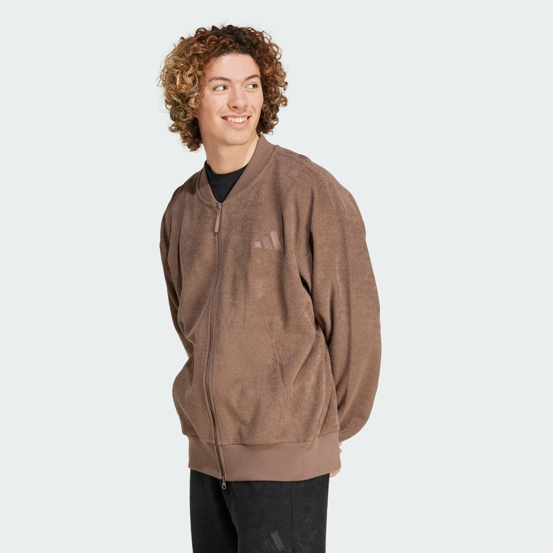 adidas Elevated ALL SZN Terry Loop Bomber Jacket - Brown | adidas TZ