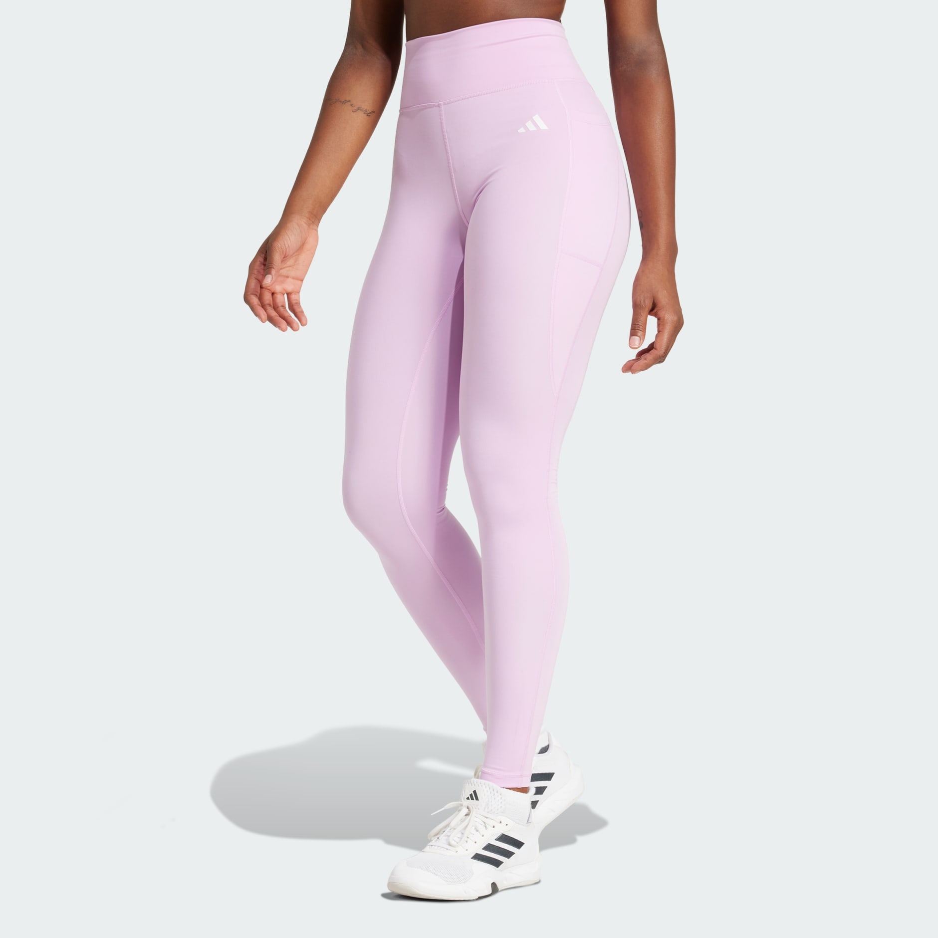 adidas Optime Essentials Stash Pocket Full-Length Leggings - Purple ...