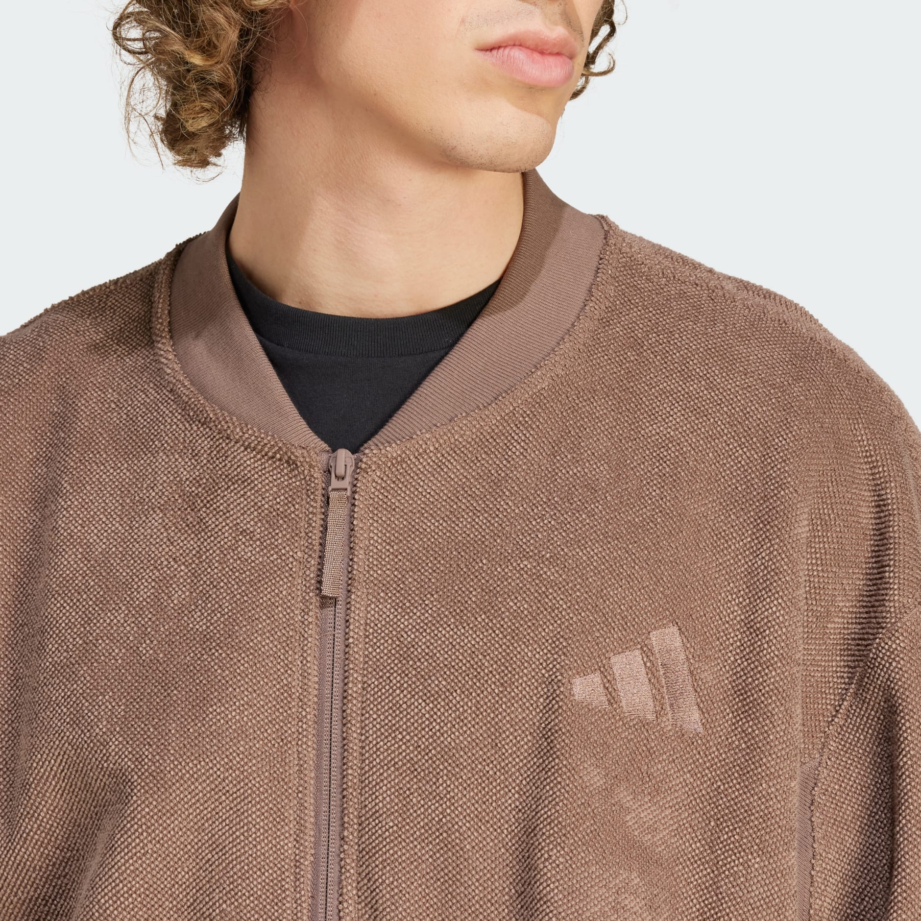adidas Elevated ALL SZN Terry Loop Bomber Jacket - Brown | adidas TZ