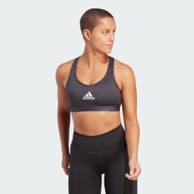 Clothing - PowerReact Train Medium-Support Bra - Grey | adidas South Africa