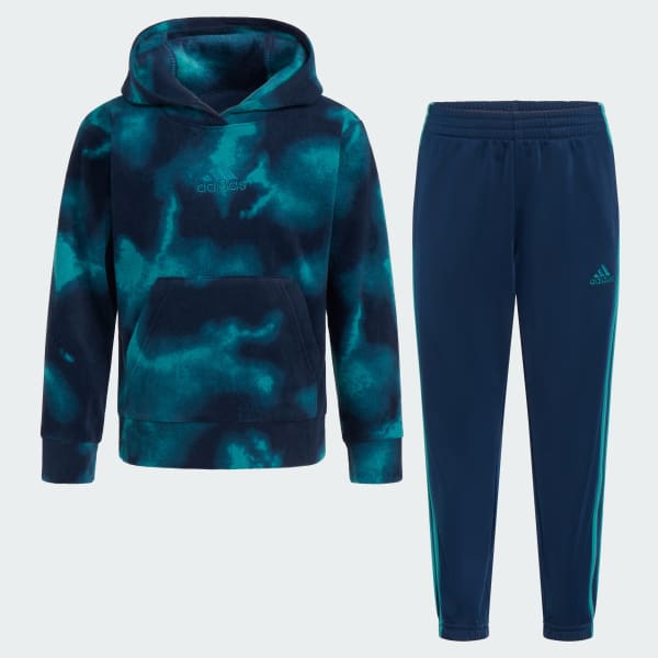 adidas Two-Piece Printed Microfleece Pullover and Jogger Set - Blue ...