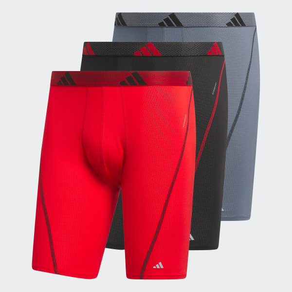 adidas M PRF MSH 3PK LONG BOXER BRIEF - Red | Free Shipping with ...