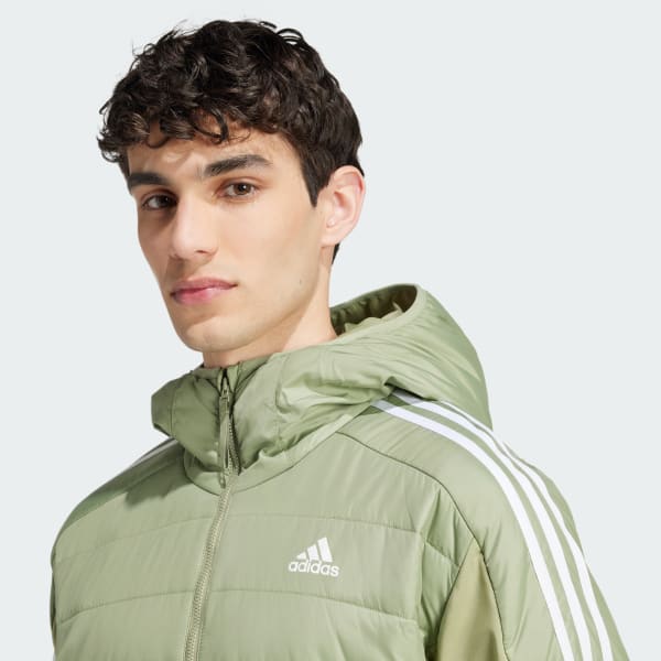 Adidas Essentials 3-Stripes Insulated Hooded Hybrid Jacket International Shipping