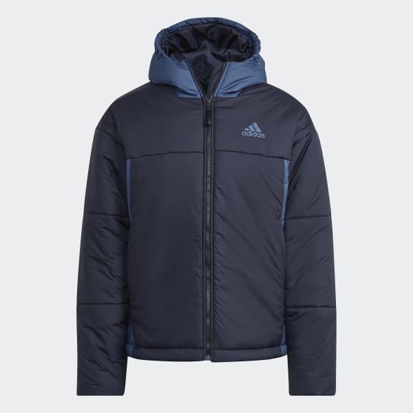 adidas BSC 3-Stripes Puffy Hooded Jacket - Blue | adidas Australia