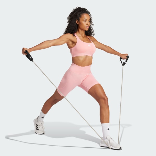 adidas Optime Essentials Stash Pocket 7-Inch Short Leggings - Pink | adidas Australia