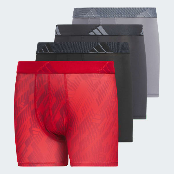adidas Youth Microfiber Graphic 4-Pack Boxer Briefs - Red | Free ...