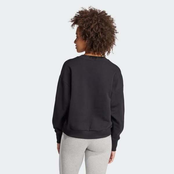 adidas ALL SZN French Terry 3-Stripes Loose Sweatshirt - Black | adidas ...