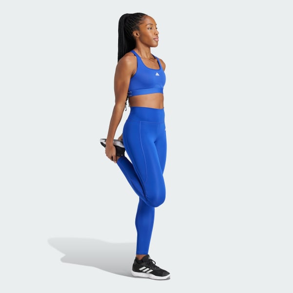 adidas Optimé Essentials Stash Pocket Full-Length Leggings - Blue ...