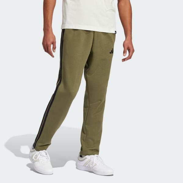 adidas Essentials 3-Stripes Open Hem Fleece Pants - Green | Free ...