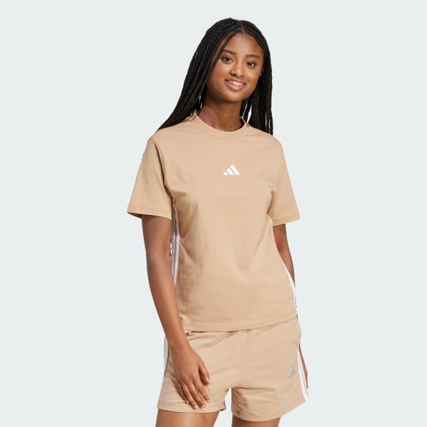 adidas Essentials 3-Stripes Cotton Tee - Brown | adidas Australia