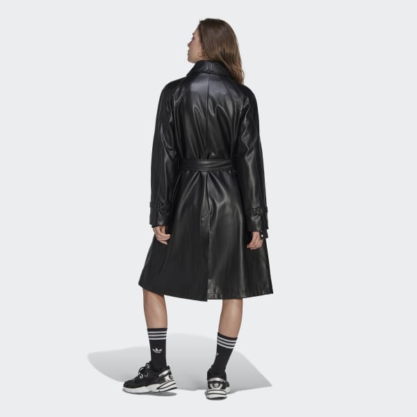 adidas Women's Lifestyle adicolor Trefoil Faux Leather Trench Coat ...