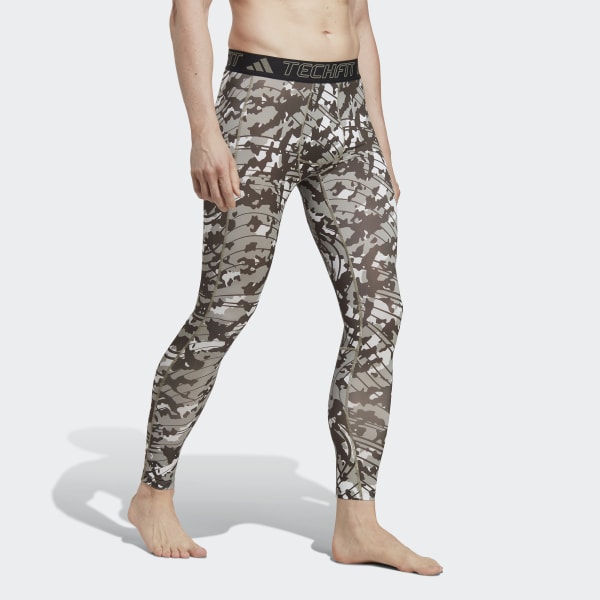 adidas Techfit Allover Print Training Tights - Green | Men's Training ...