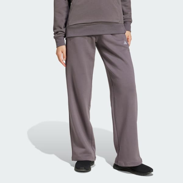 adidas Essentials Small Logo Feel Cozy Open-Hem Pants - Grey | adidas ...