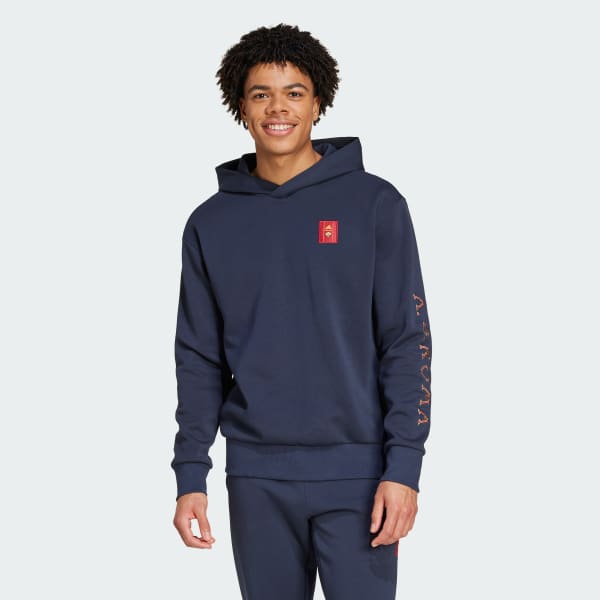AS Roma Seasonal Doubleknit Hoodie, Blue | adidas UK