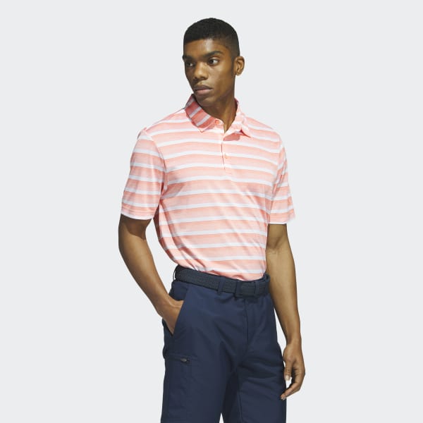 adidas Two-Color Striped Polo Shirt - Orange | Men's Golf | adidas US