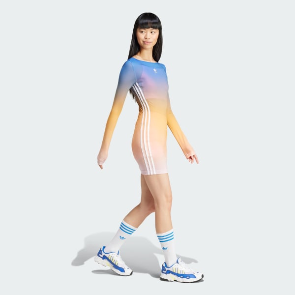 adidas Originals Allover Print Long Sleeve Mini Dress - Multicolor ...