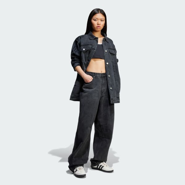 adidas Adilenium Barrel Leg Denim Pants - Black | adidas Australia
