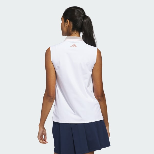 adidas Beyond The Course Twistknit Sleeveless Polo Shirt - White ...