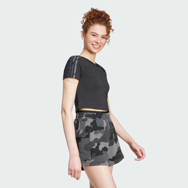 adidas Essentials 3-Stripes Camo Print Baby Tee - Black | adidas ...