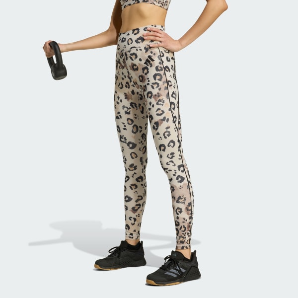 adidas Optime Essentials Full Length Leggings Print - Beige | Free ...