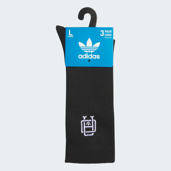 adidas Originals Collegiate Crest 3-Pack Crew Socks - Black | Free ...