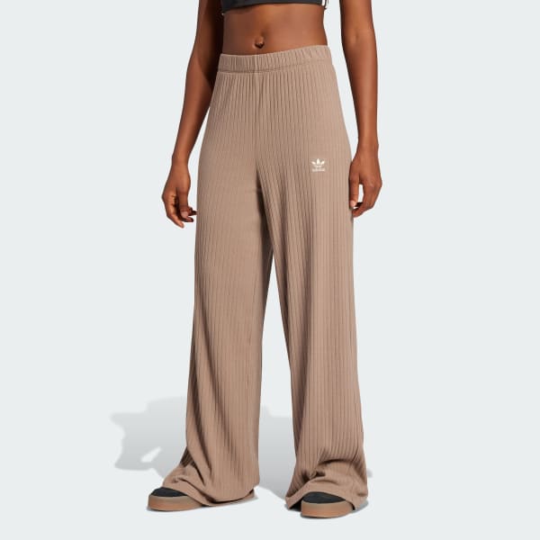 adidas Essentials Wide Rib Pants - Brown | adidas UK