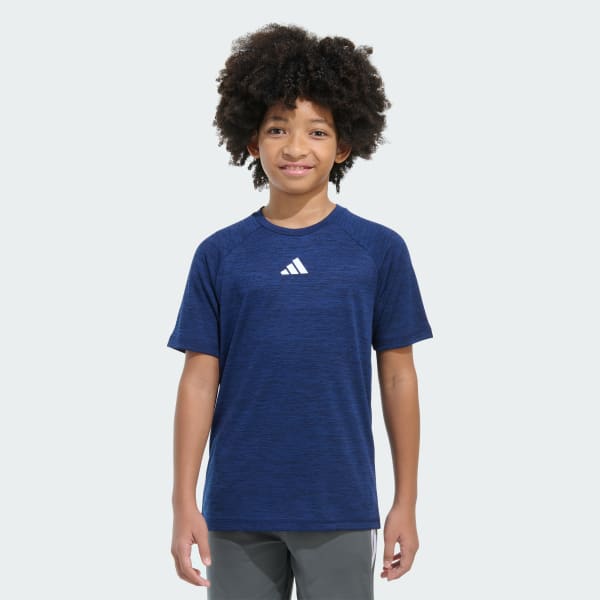 adidas Short Sleeve Essential Poly Mélange Tee - Blue | Free Shipping ...