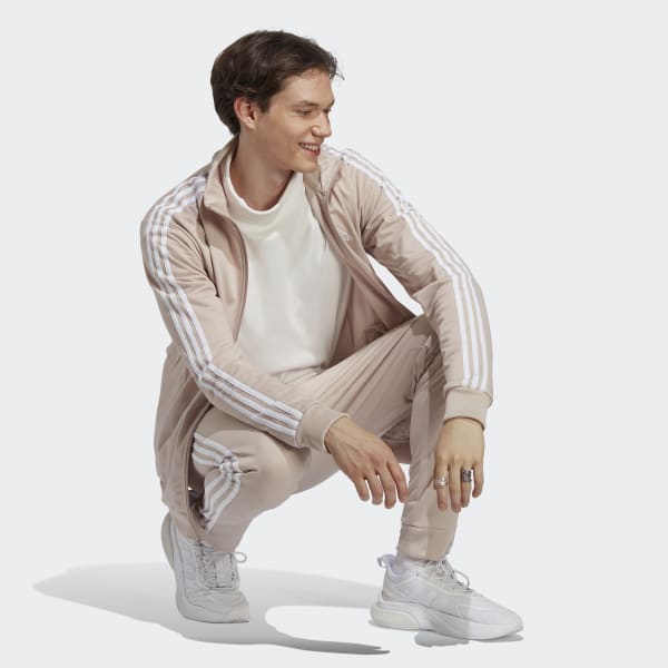 Adidas Sportswear Basic 3 Stripes Tricot Track Suit Set Brown Mens
