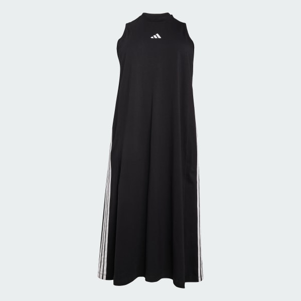 adidas Essentials 3-Stripes Long Racerback Dress (Plus Size) - Black ...