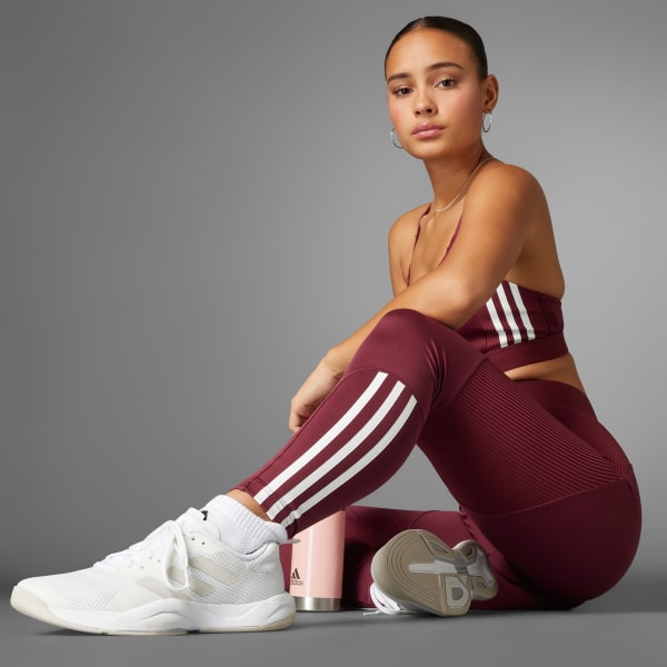 adidas Hyperglam Full-Length Ribbed Leggings - Weinrot | adidas Deutschland