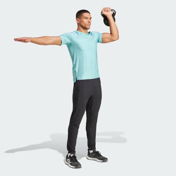 adidas Gym+ Training 3-Stripes T-Shirt - Turquoise | adidas UK