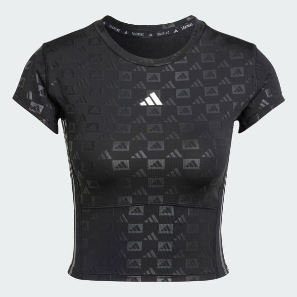 adidas Hyperglam Training Emboss T-Shirt - Black | adidas UK
