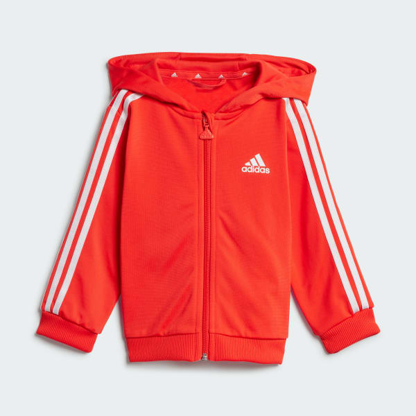 adidas Essentials Shiny Hooded Track Suit - Orange | adidas Australia