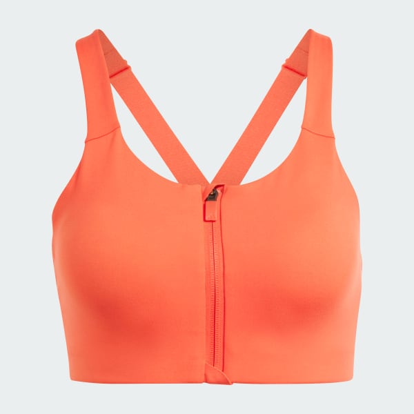 adidas TLRD Impact Luxe High-Support Zip Bra - Orange | Free Shipping ...