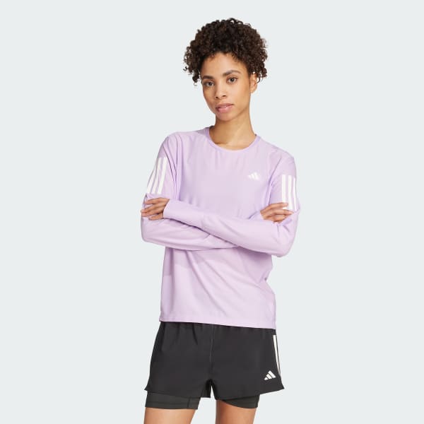adidas Own The Run Long Sleeve Tee - Purple | Free Shipping with adiClub | adidas US