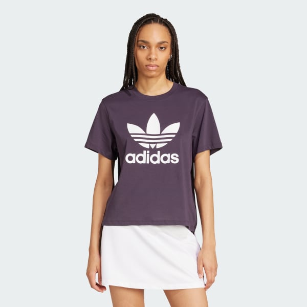 adidas Adicolor Trefoil Boxy Tee - Purple | adidas Australia