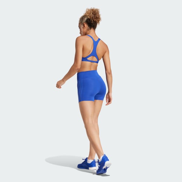 Shorts Legging Optime 4-Inch Raw-Cut-Hem - Azul adidas | adidas Brasil