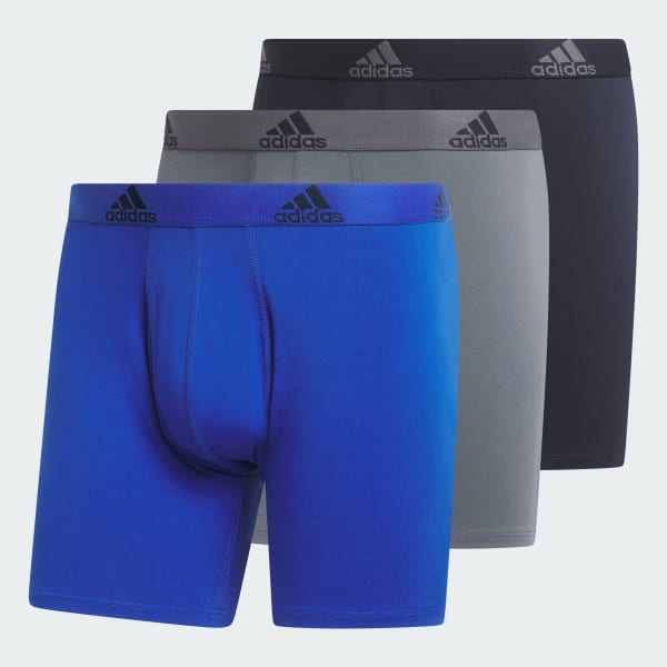 adidas Stretch Cotton 3-Pack Boxer Briefs - Blue | Free Shipping with ...