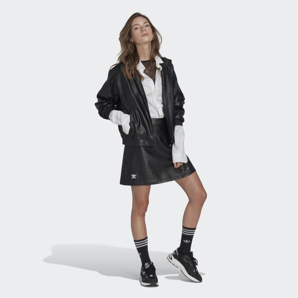 adidas Women's Lifestyle adicolor Trefoil Faux Leather Jacket - Black ...