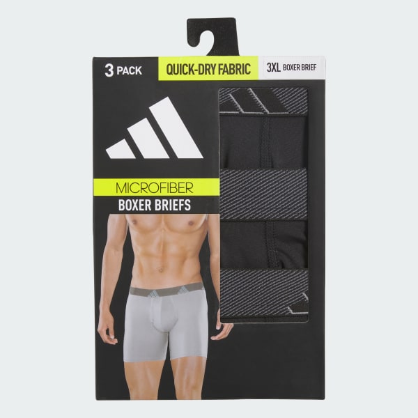 adidas Microfiber Boxer Briefs 3-Pack (Big and Tall) - Black | Free ...