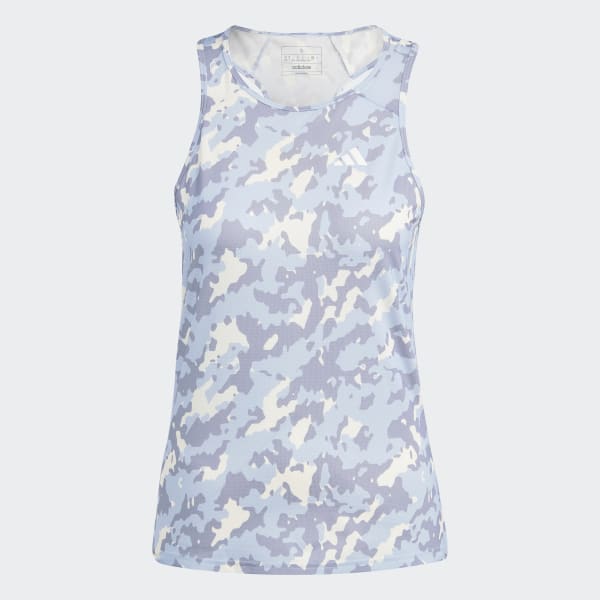 adidas Own the Run Camo Running Tank Top - Blue | Free Shipping with ...