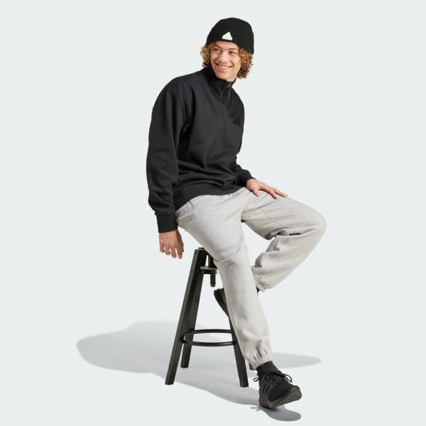 adidas ALL SZN Fleece Quarter-Zip Crew Sweatshirt - Black | adidas ...